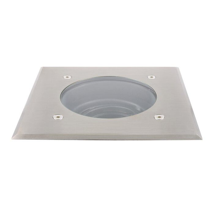 Spot au sol Novus carré orientable 230 V GU10 acier inoxydable 316 ...